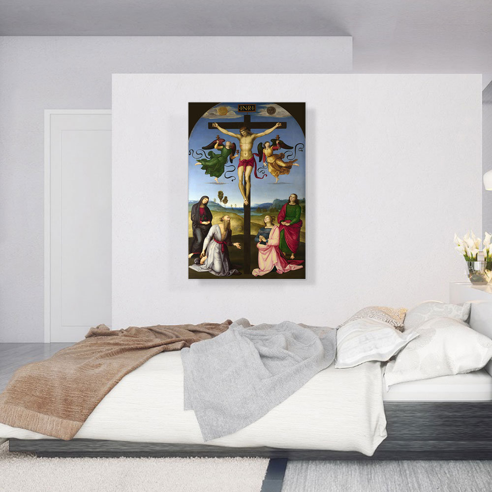 ARTCANVAS The Crucified Christ with the Virgin Mary, Saints and Angels 1503 by Raphael - Wrapped ...